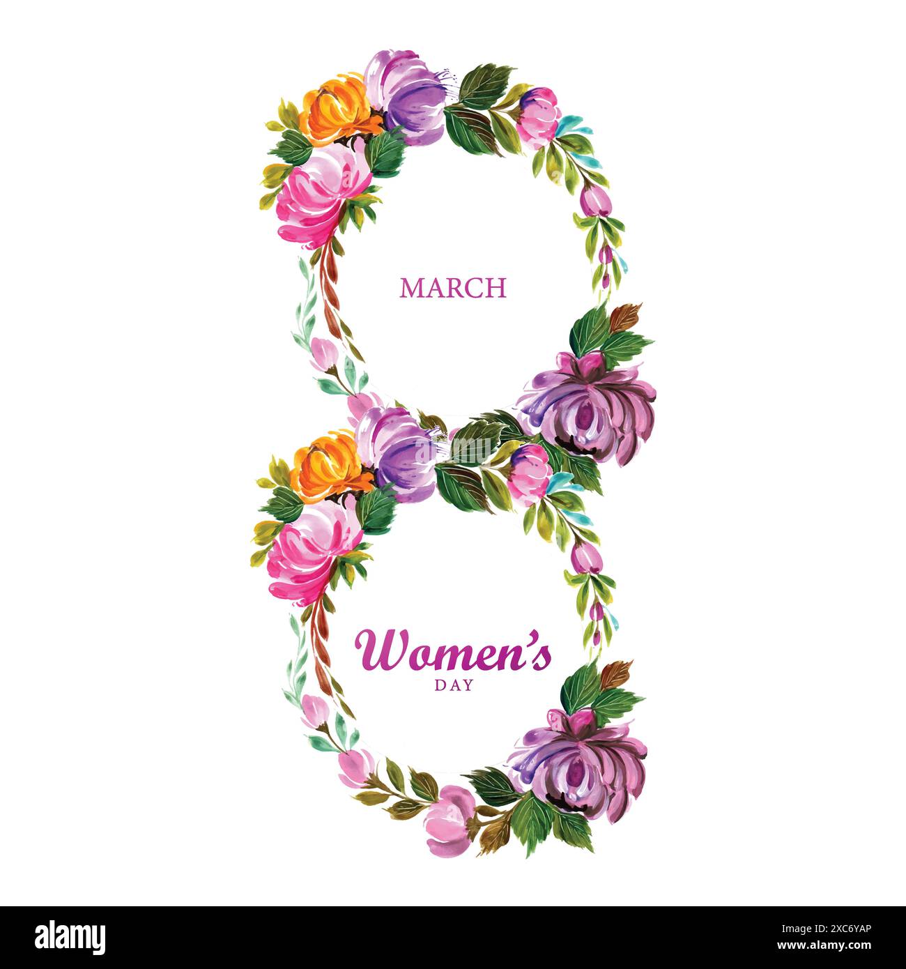 Beautiful floral with 8march womens day card design Stock Vector Image ...
