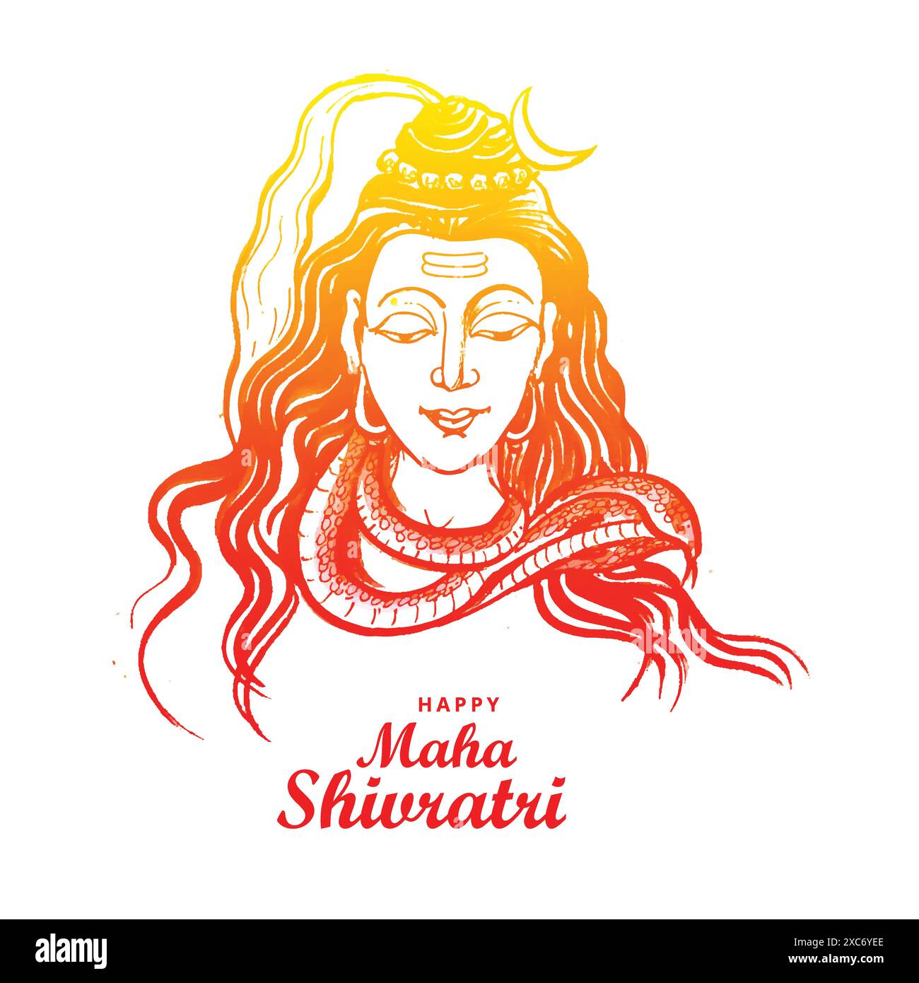 Hand draw hindu maha shivratri religious hindu festival card background ...