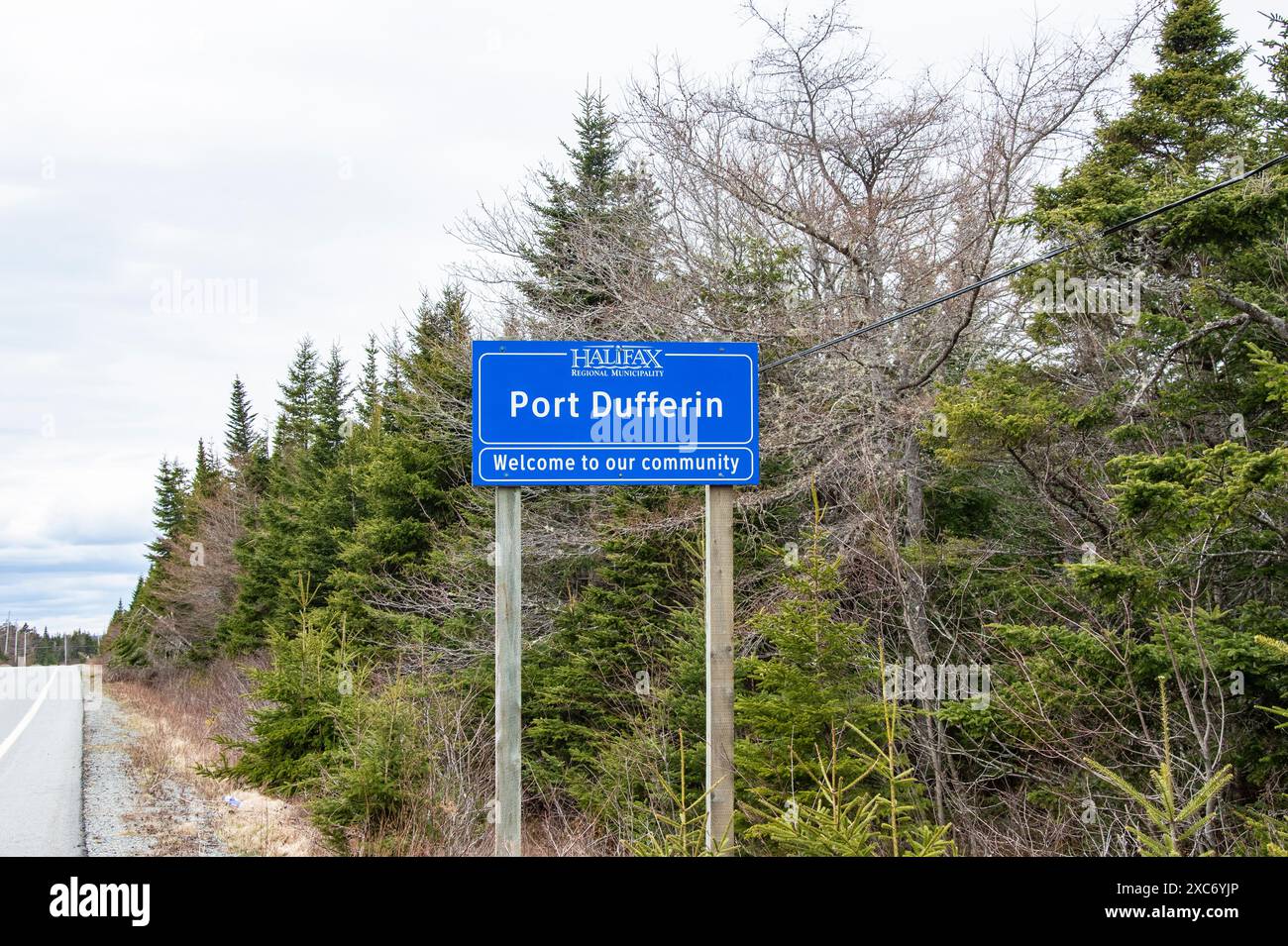 Welcome to Port Dufferin sign on highway 7 in Nova Scotia, Canada Stock ...