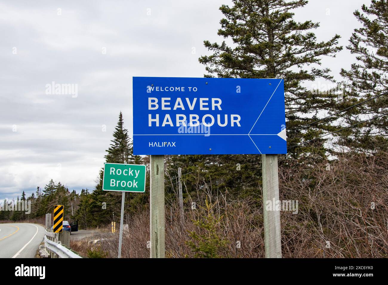 Welcome to Beaver Harbour and Rocky Brook signs on highway 7 in Nova ...