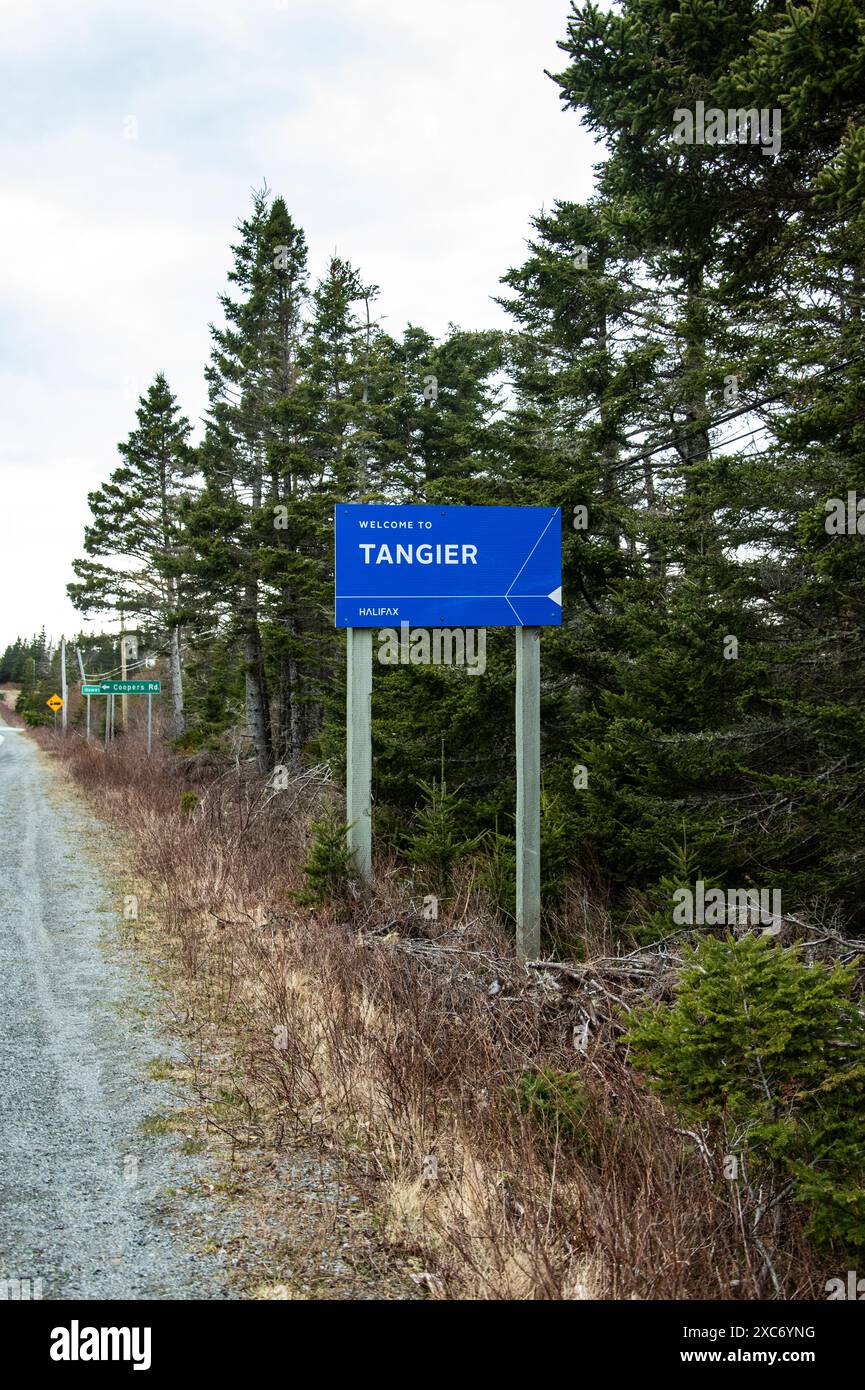 Welcome to Tangier sign on highway 7 in Nova Scotia, Canada Stock Photo ...