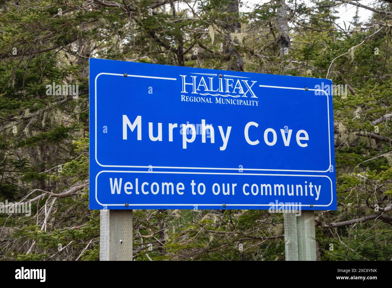 Welcome to Murphy Cove sign on highway 7 in Nova Scotia, Canada Stock ...