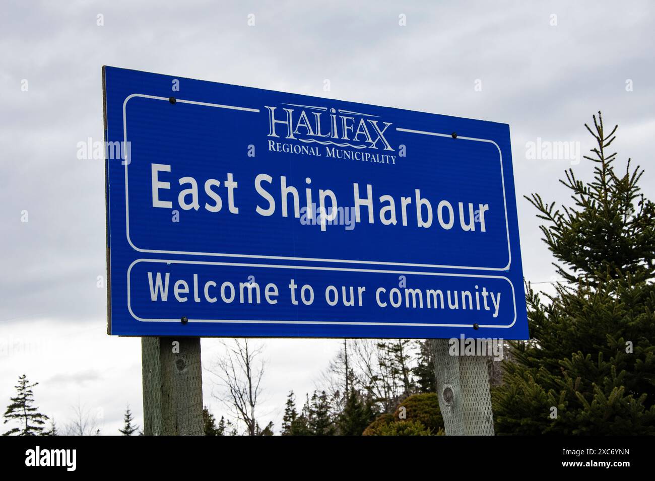Welcome to East Ship Harbour sign on highway 7 in Nova Scotia, Canada ...