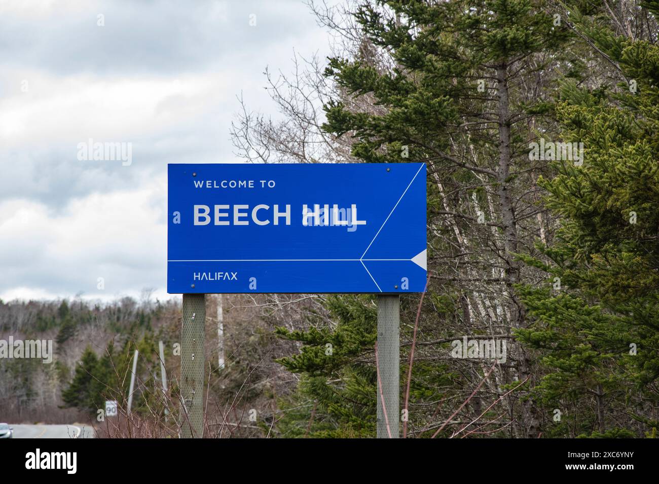Welcome to Beech Hill sign on highway 7 in Nova Scotia, Canada Stock ...