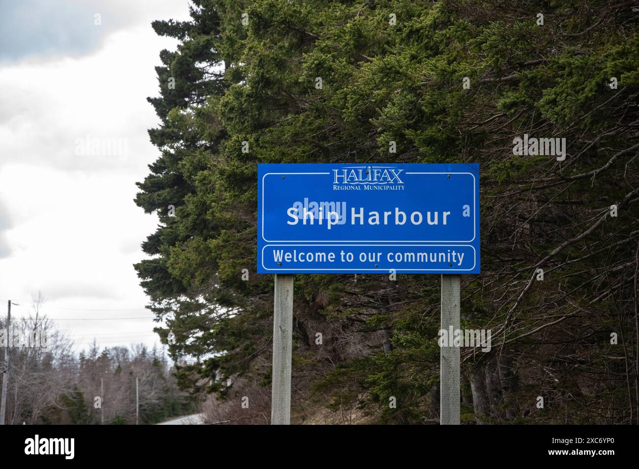 Welcome to Ship Harbour sign on highway 7 in Nova Scotia, Canada Stock ...