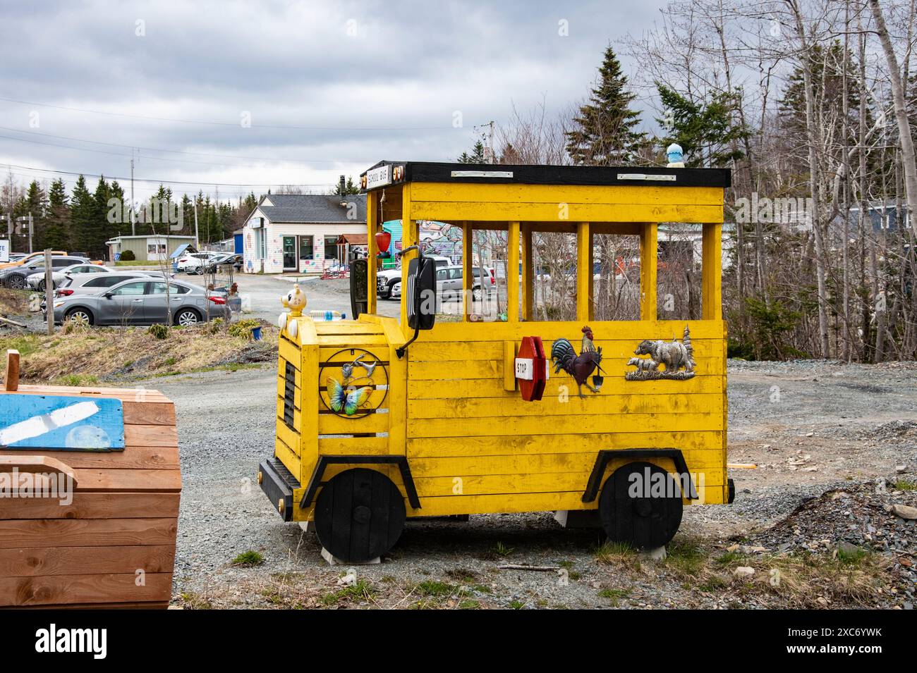 Miniature yellow school bus in Smiths Settlement, Nova Scotia, Canada ...