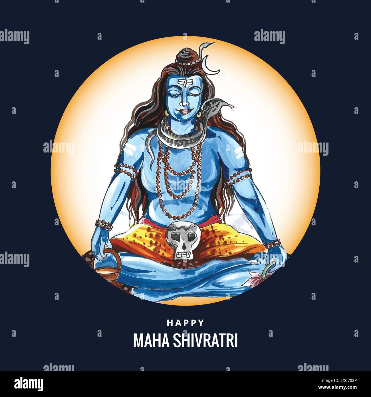 Hand draw lord shiva holiday maha shivratri card background Stock ...