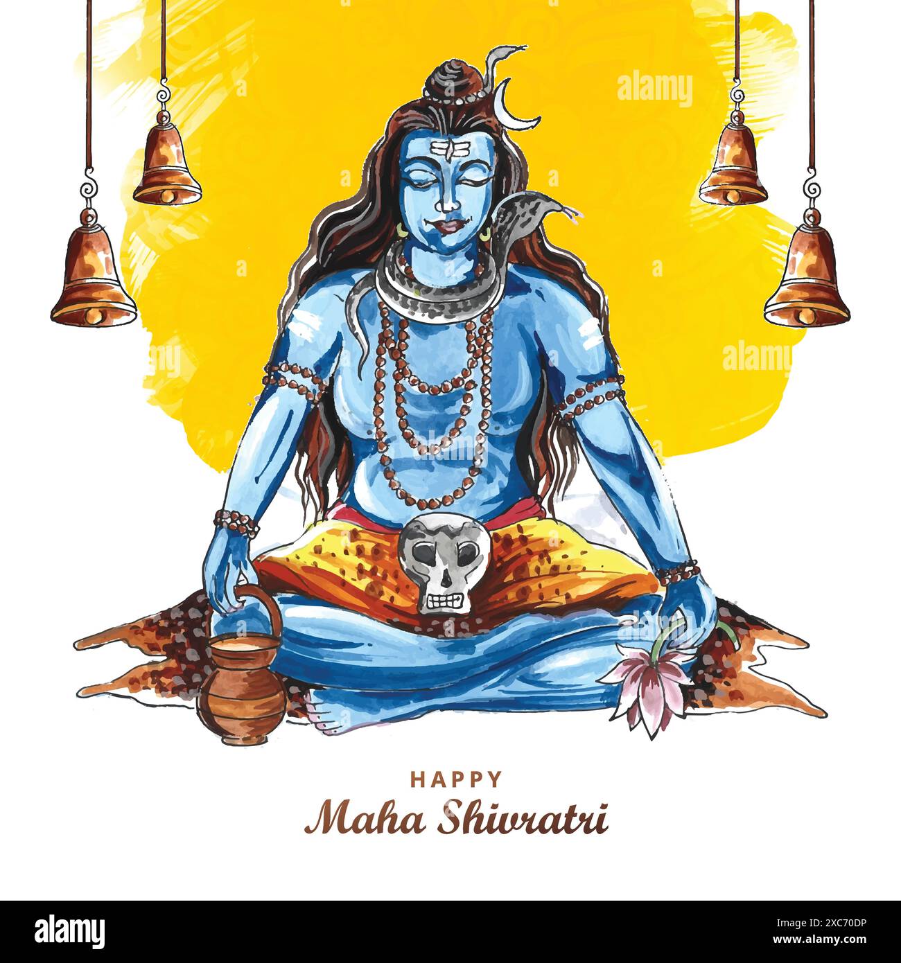 Hand draw lord shiva blessings maha shivratri holiday card background Stock Vector Image & Art ...