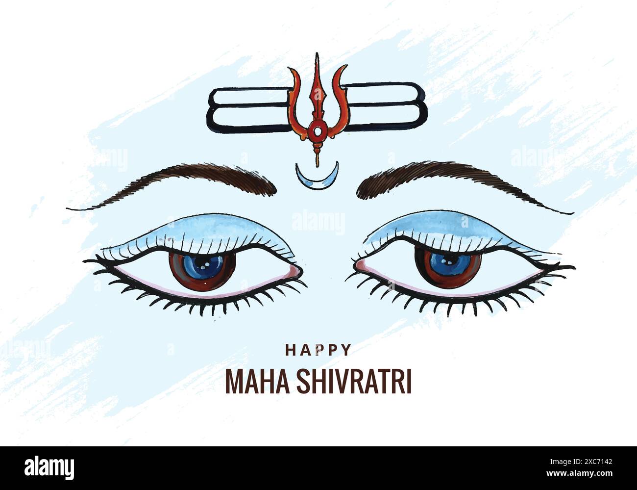 Hindu maha shivratri lord shiva eyes sketch card design Stock Vector ...