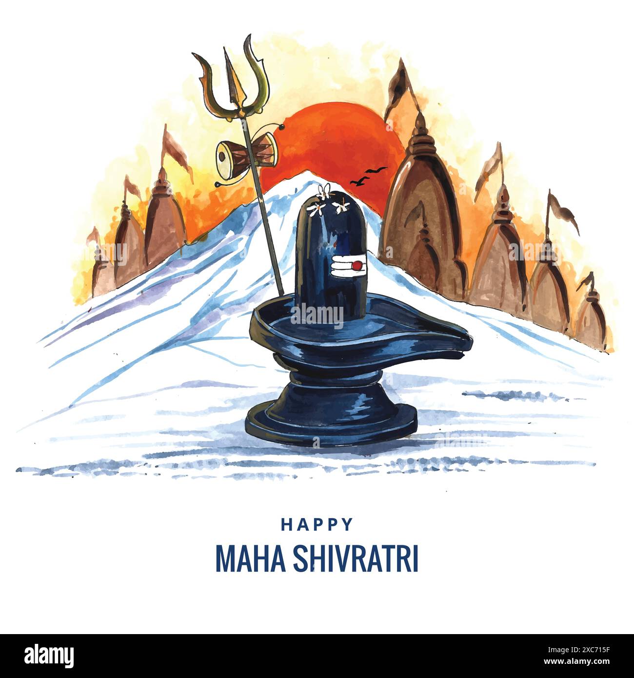 Maha shivratri festival greeting with shivling card background Stock ...