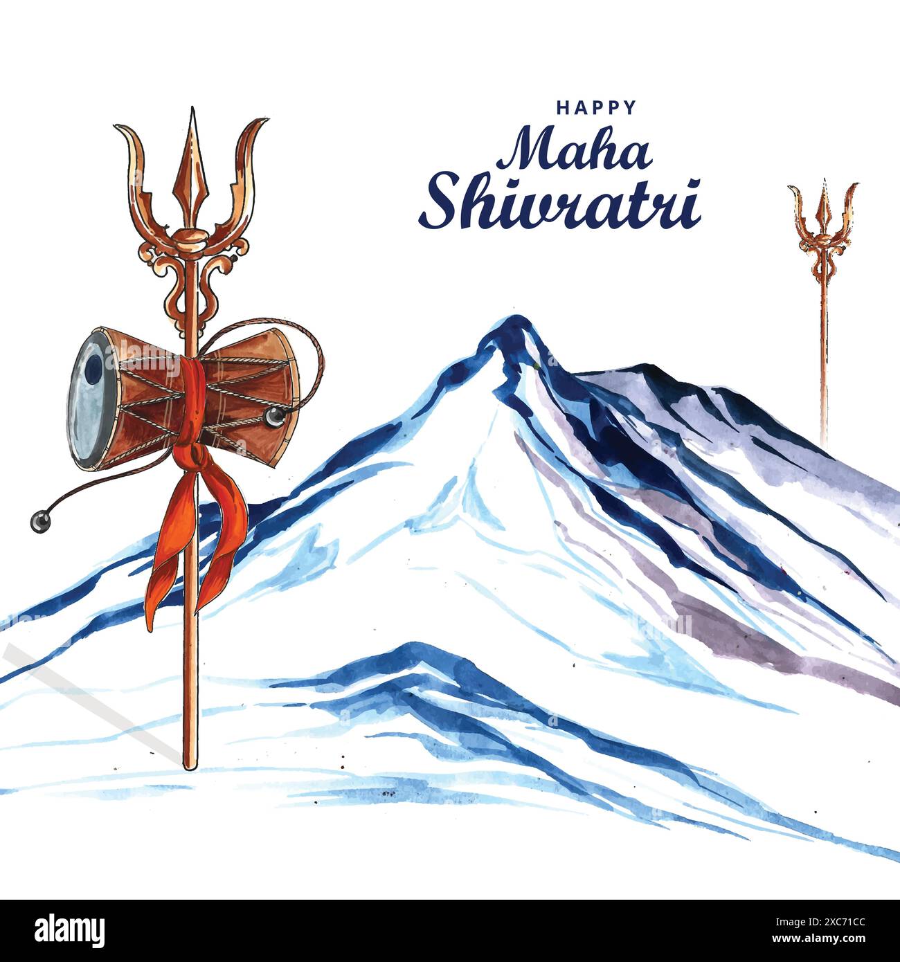 Happy maha shivratri card with trisulam a hindu festival and mountain ...