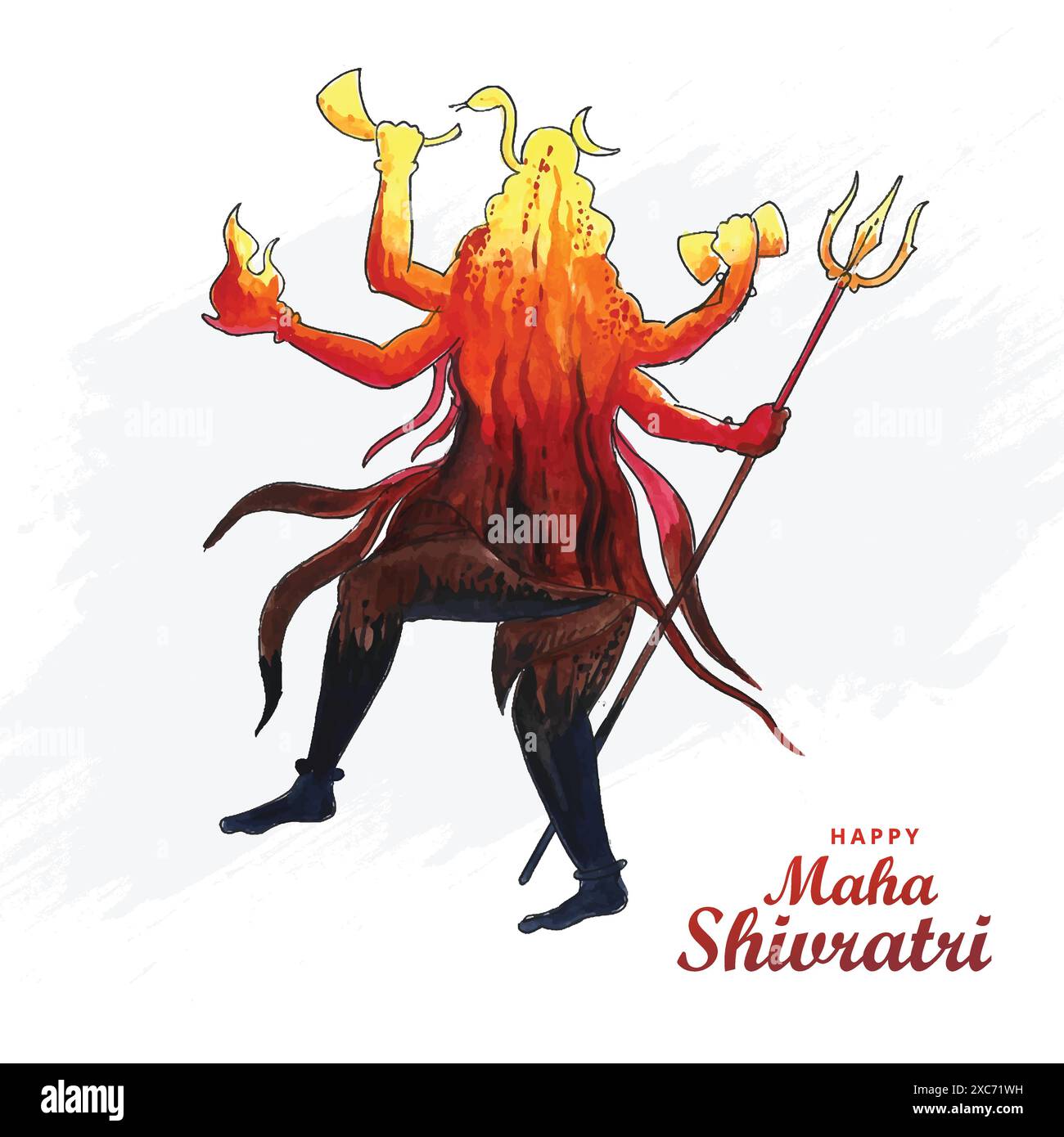Hand draw lord shiva blessings maha shivratri holiday card background ...