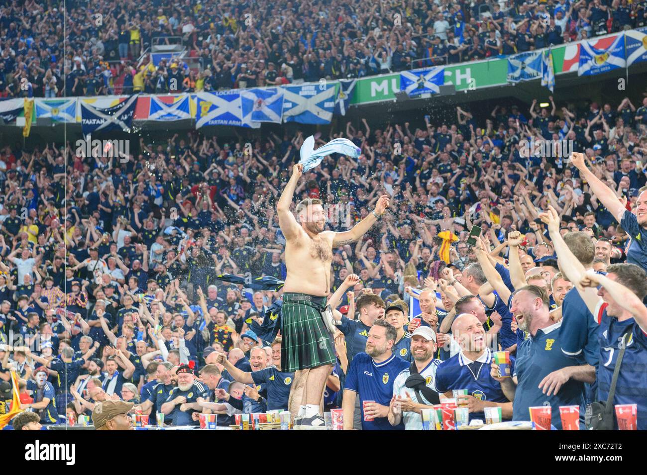 Munich, Germany, June 14th 2024: Fans of Scotland celebrating the ...