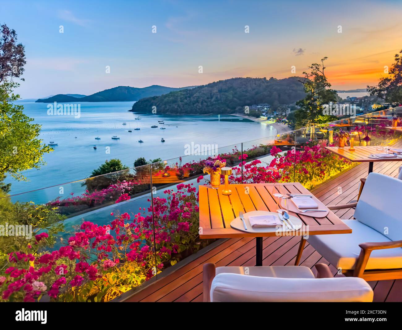 Rooftop bar view in Ao Yon Yai beach in Phuket, Thailand Stock Photo ...