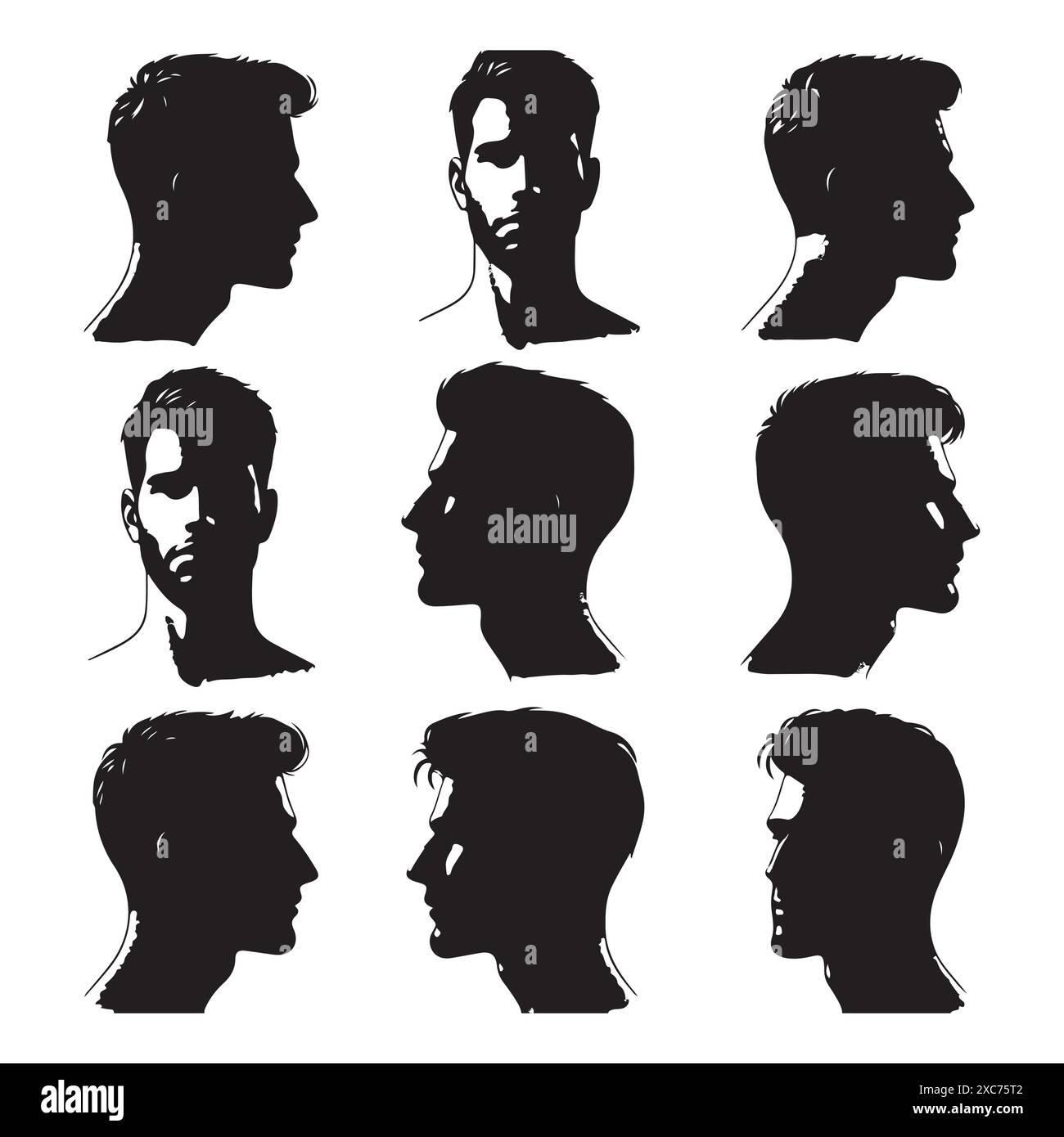 Silhouette set of men head. Vector isolated illustration Stock Vector ...