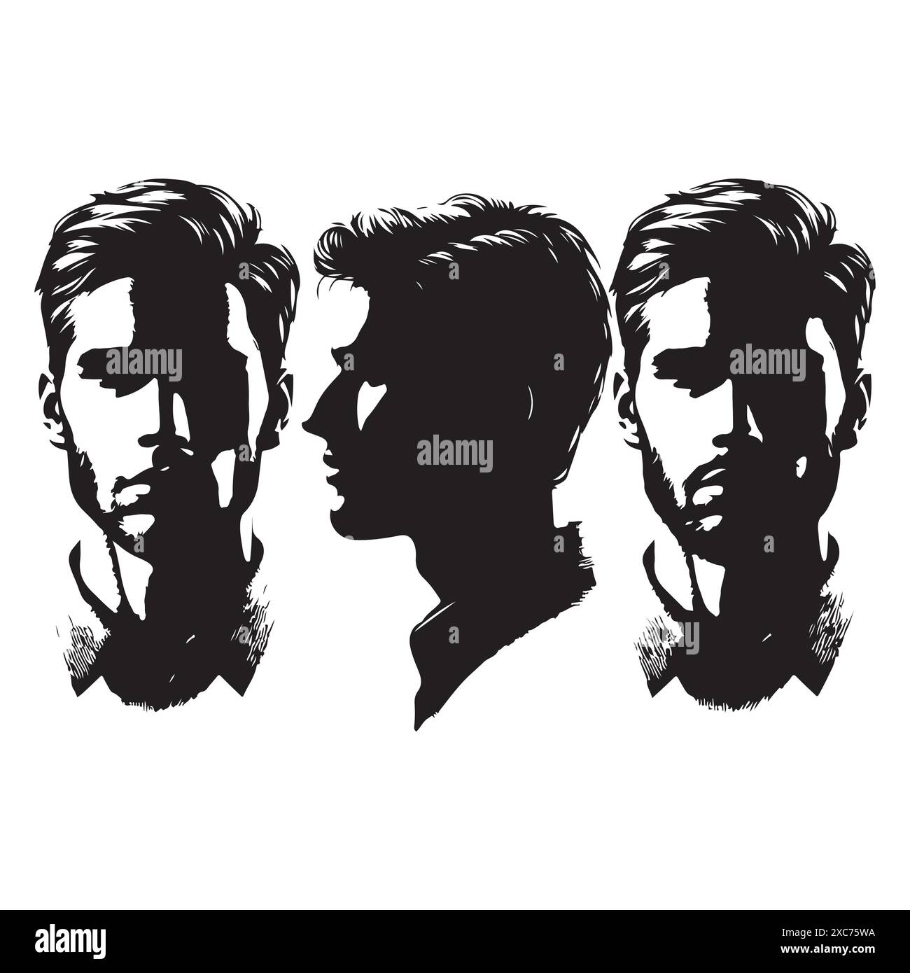 Silhouette set of men head. Vector isolated illustration Stock Vector ...
