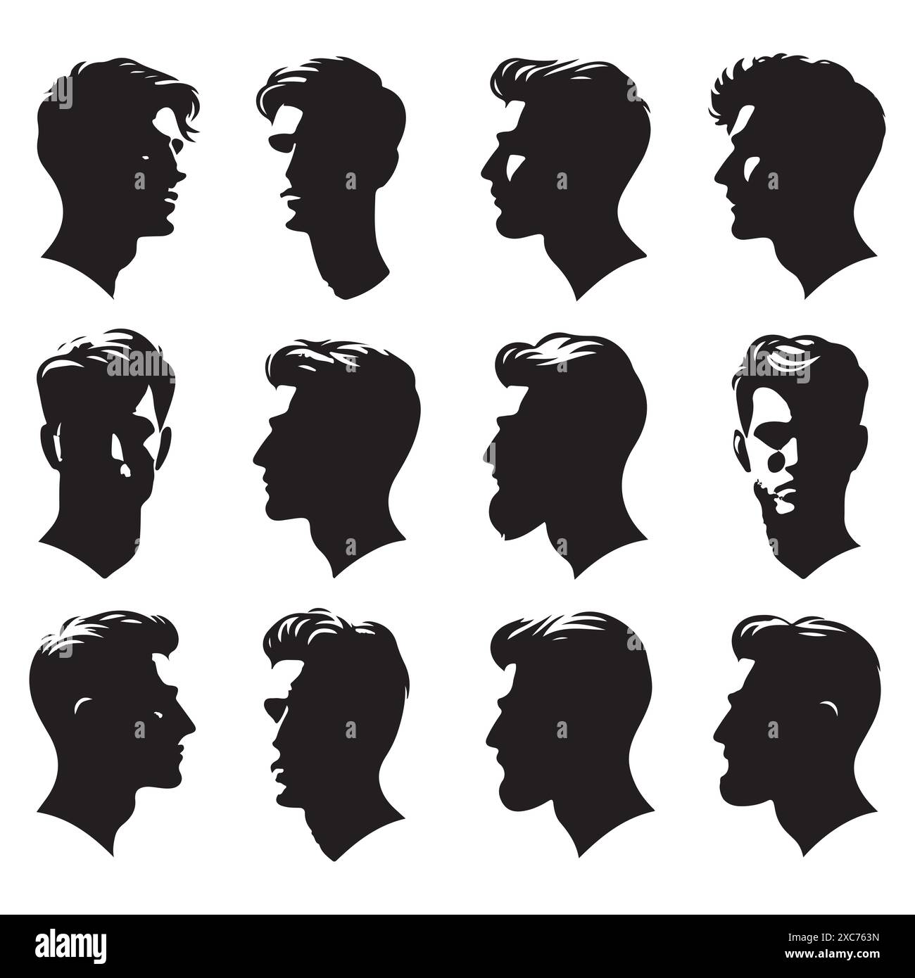 Silhouette set of men head. Vector isolated illustration Stock Vector ...