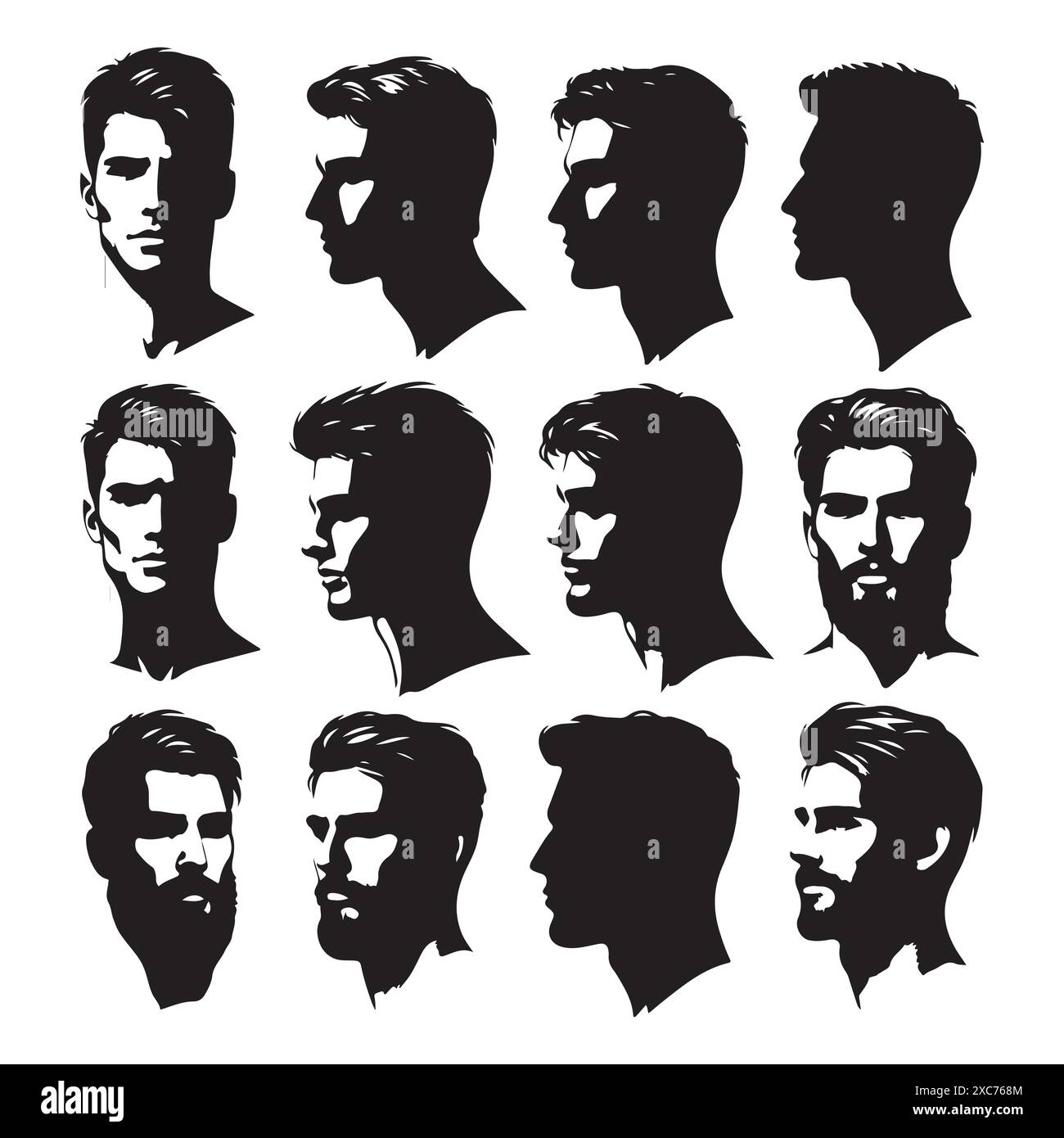 Silhouette set of men head. Vector isolated illustration Stock Vector ...