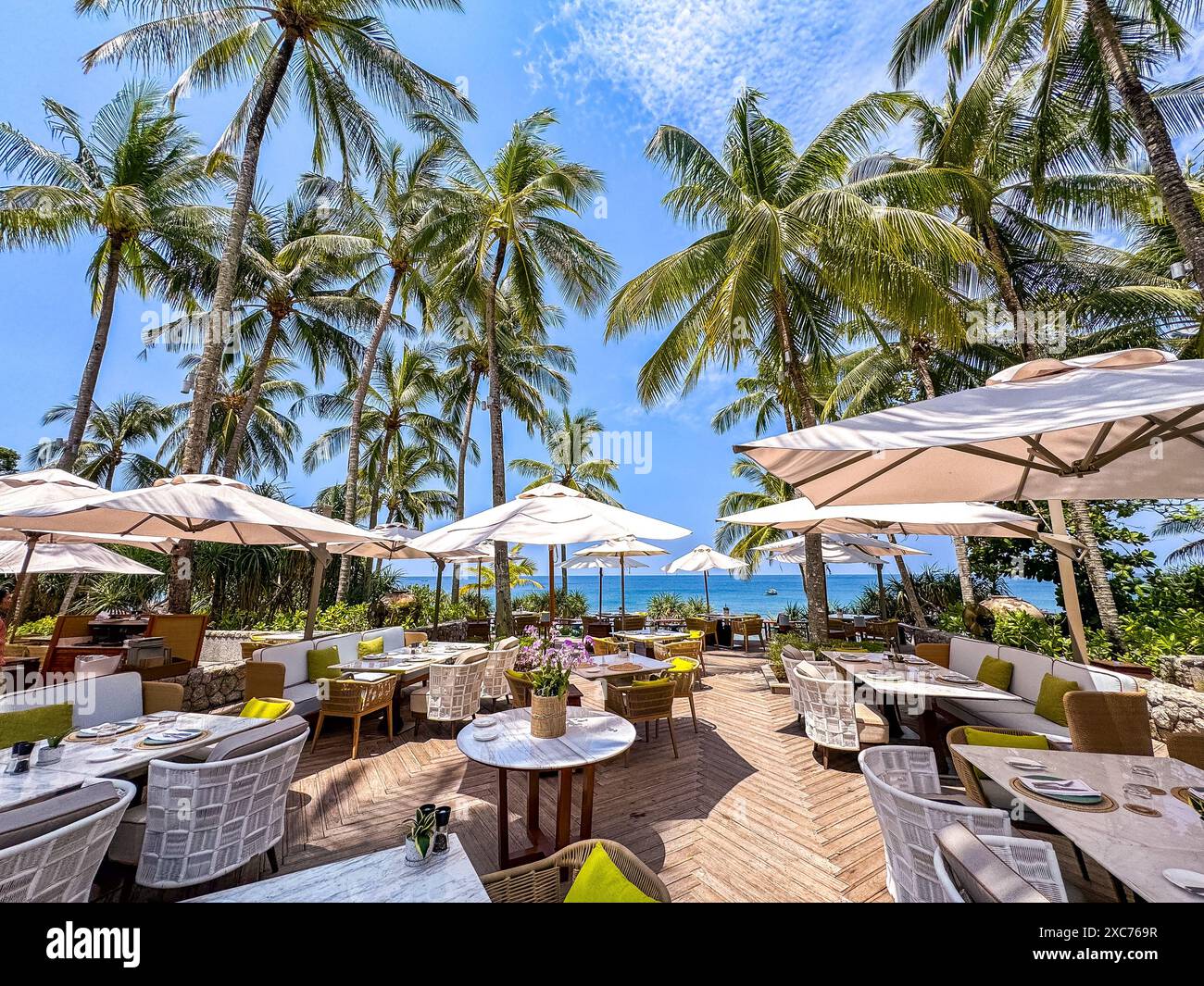 Restaurant bar on the beach in trisara beach in Bang Tao, Phuket ...