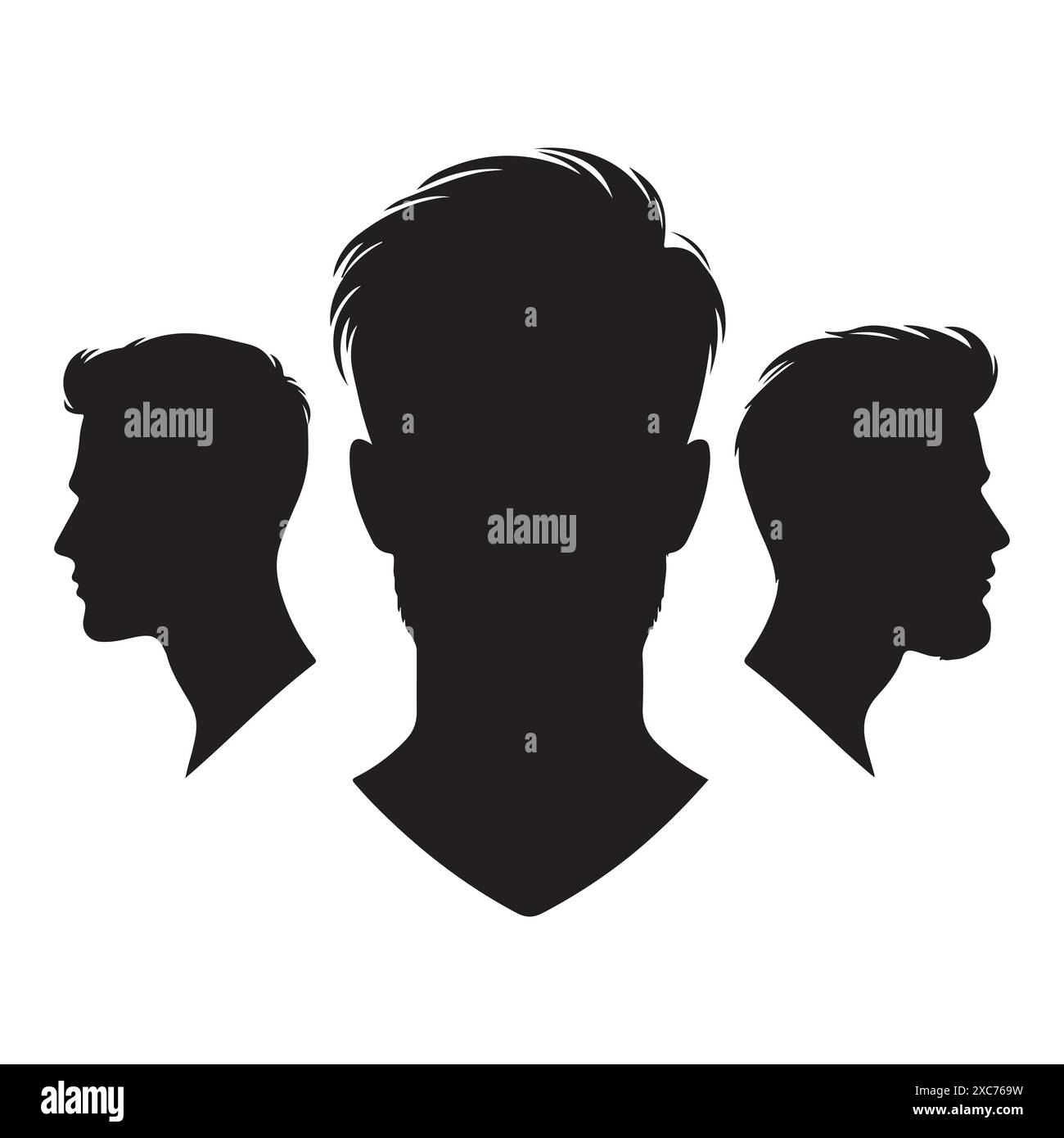 Silhouette set of men head. Vector isolated illustration Stock Vector ...