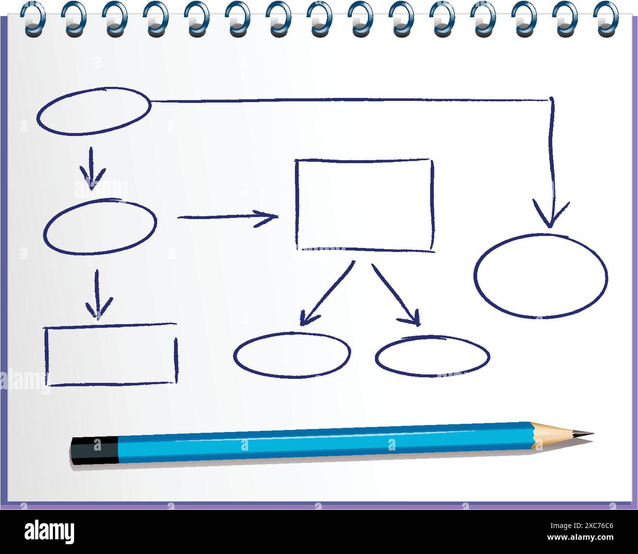 Hand-drawn flowchart on notepad with pencil Stock Vector Image & Art ...