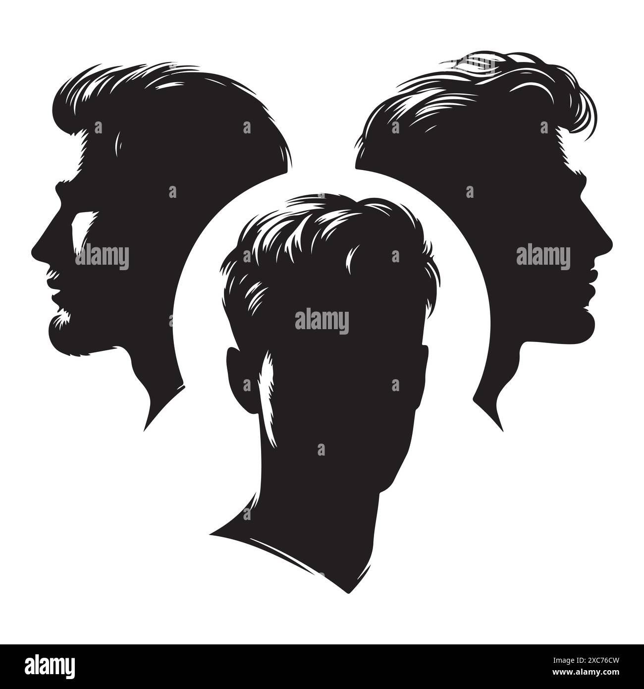 Silhouette set of men head. Vector isolated illustration Stock Vector ...