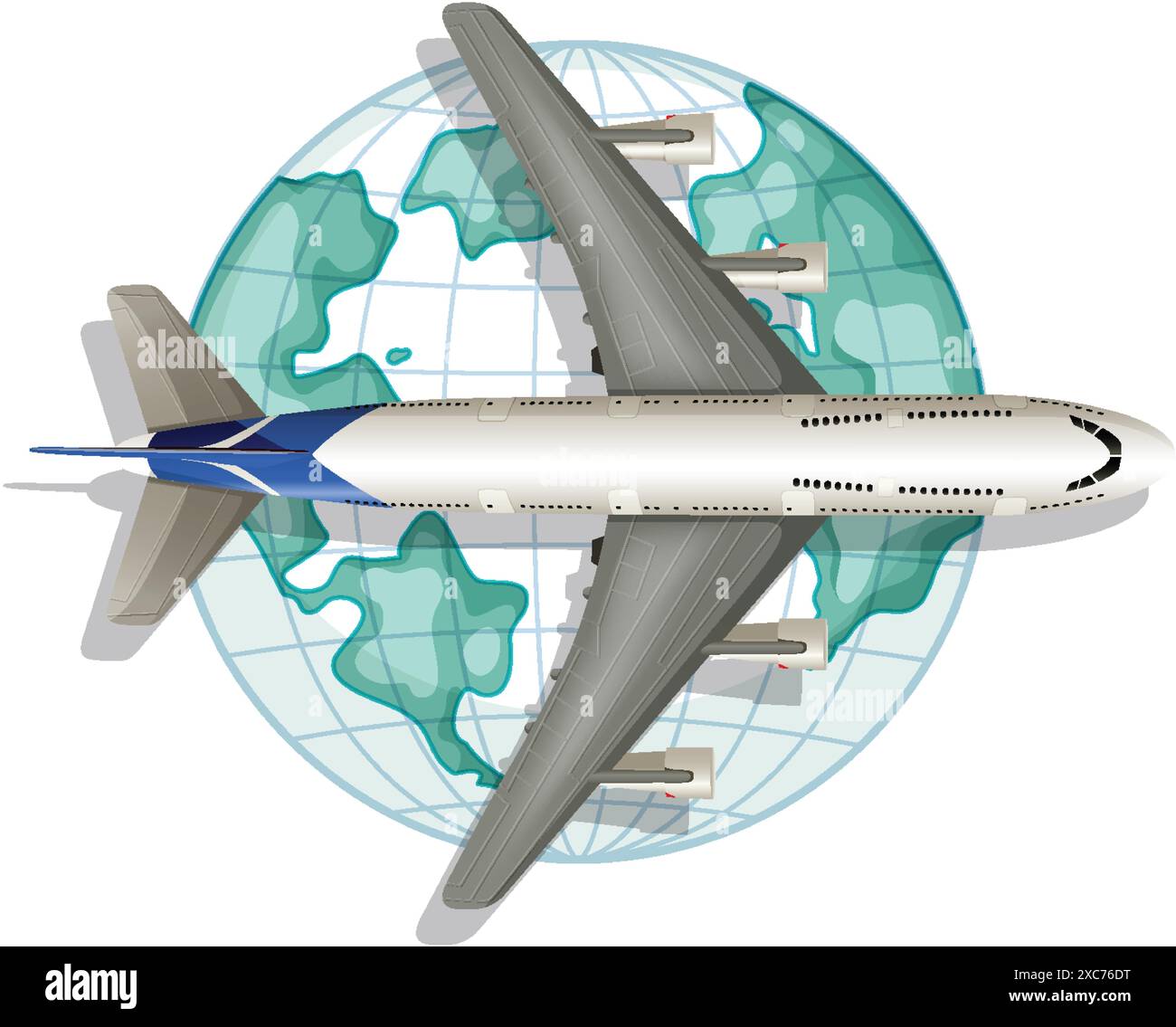 Airplane flying over a world map Stock Vector Image & Art - Alamy