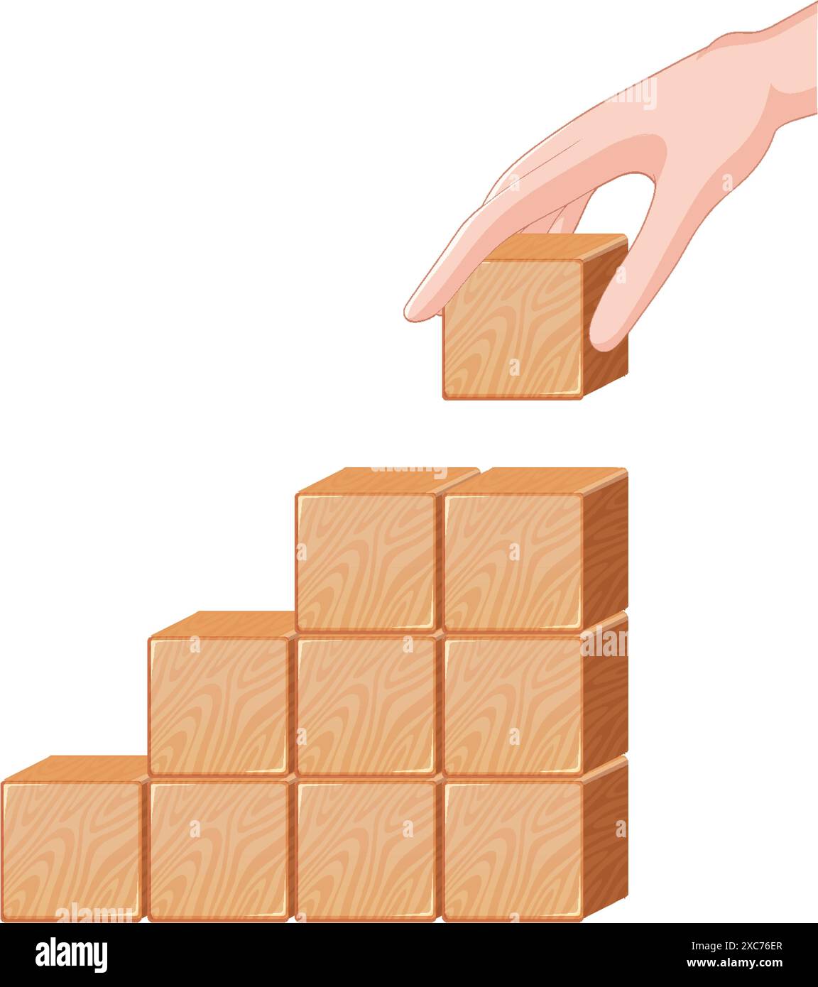 Hand stacking wooden blocks in ascending order Stock Vector Image & Art ...