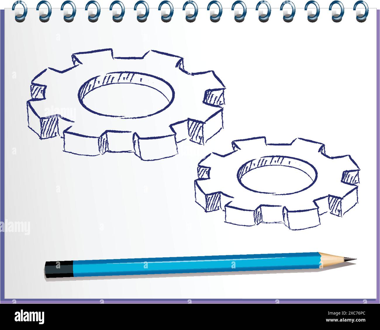 Hand-drawn gears with a pencil Stock Vector Image & Art - Alamy