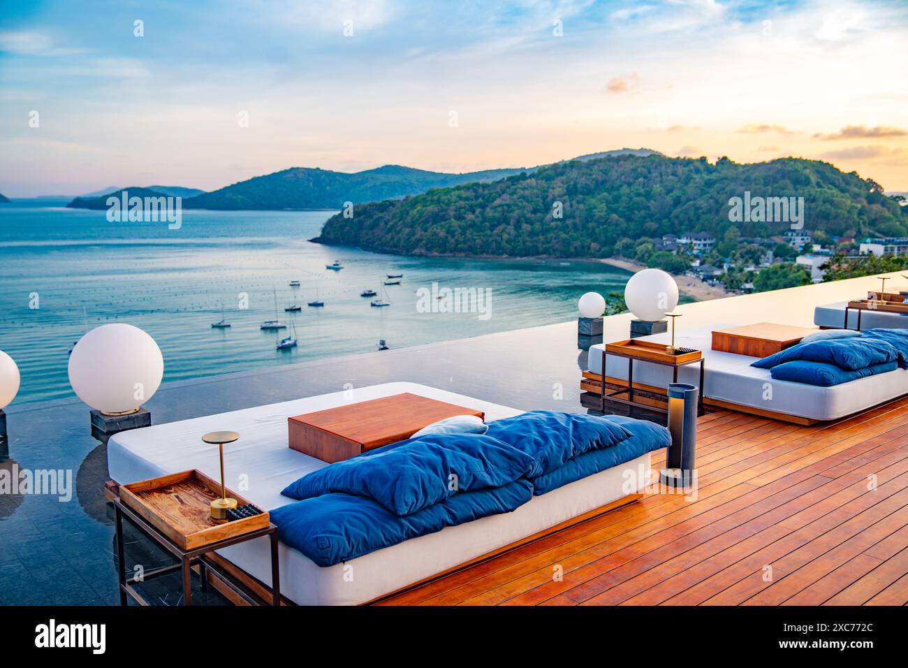 Rooftop bar view in Ao Yon Yai beach in Phuket, Thailand Stock Photo ...