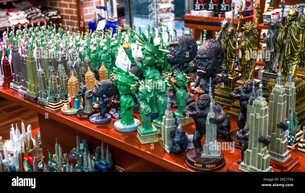NYC souvenirs in store King Kong, Statue of Liberty, Empire State ...