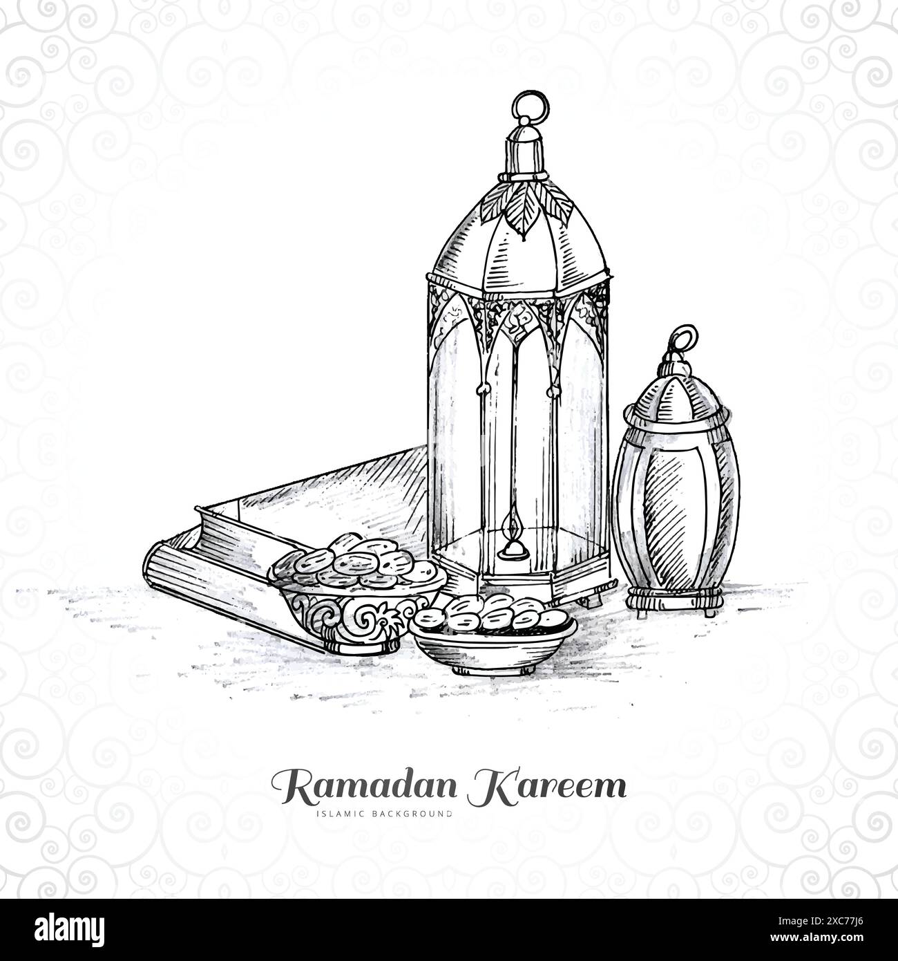 Hand draw arabic lamps sketch card design Stock Vector Image & Art - Alamy