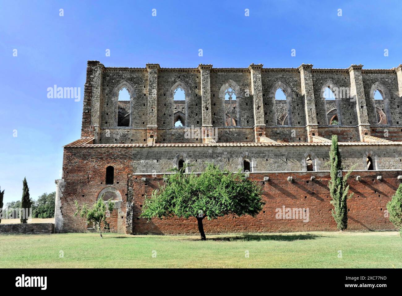Church ruins of the Cistercian Abbey of San Galgano, Abbazia San ...