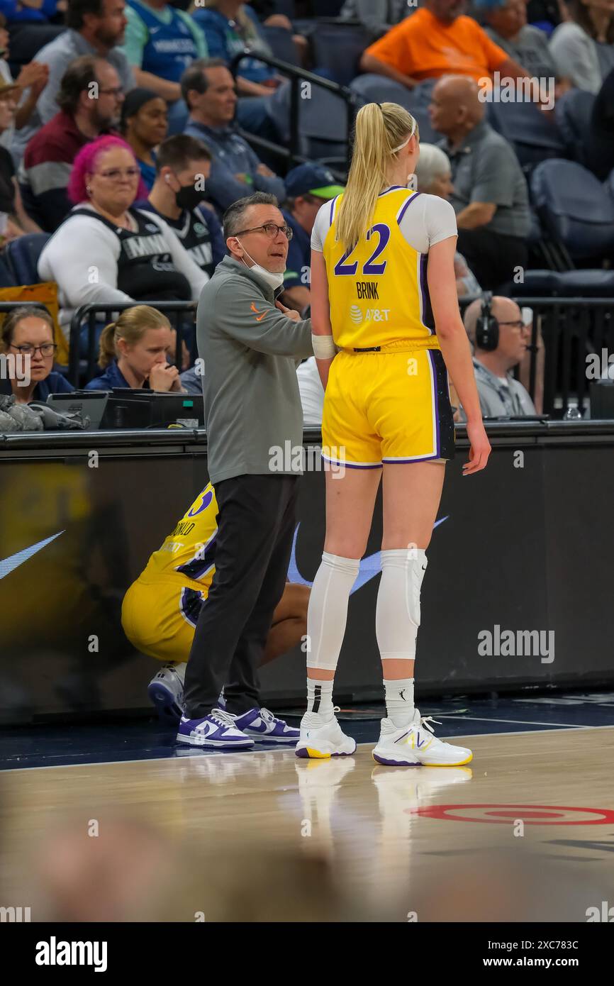 Minneapolis, Minnesota, USA. 14th June, 2024. Los Angeles Sparks head ...
