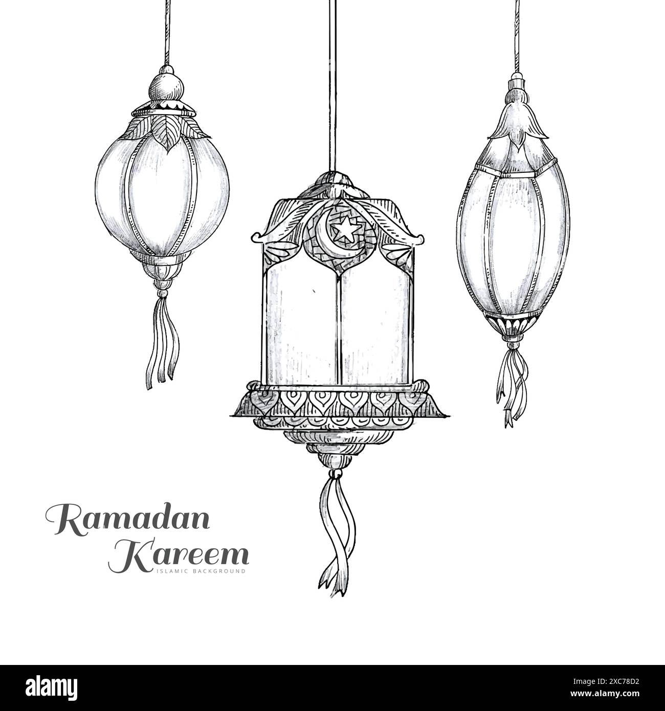 Hand draw decorative arabic lamps sketch card design Stock Vector Image ...