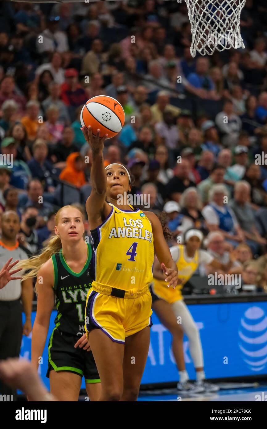 Minneapolis, Minnesota, USA. 14th June, 2024. Los Angeles Sparks guard ...