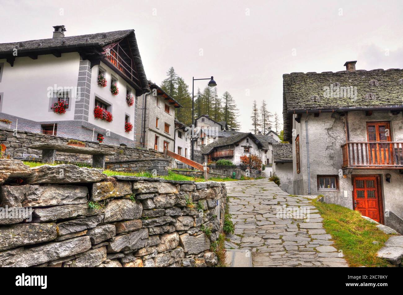 Old Beautiful Rustic Mountain Village in Bosco Gurin, Ticino ...