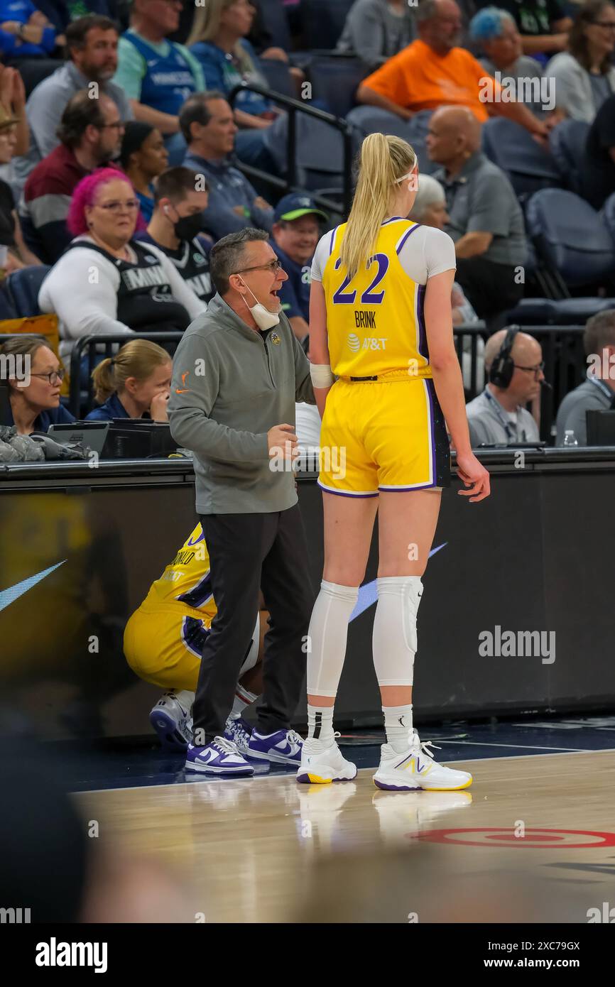 Minneapolis, Minnesota, USA. 14th June, 2024. Los Angeles Sparks head ...
