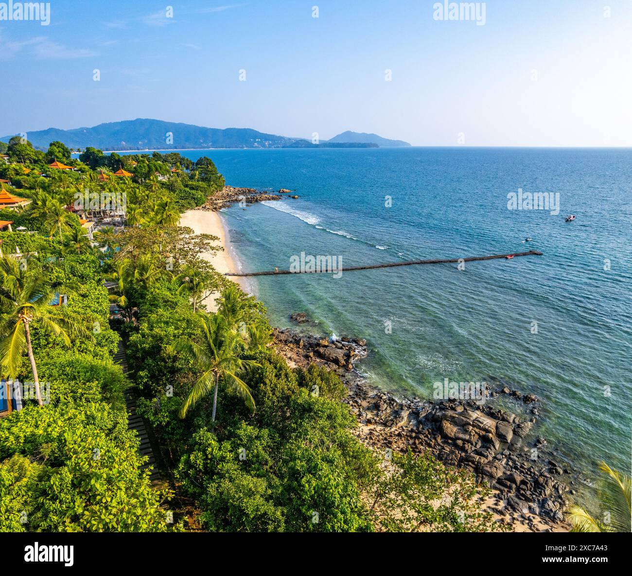 Aerial view at trisara beach in Bang Tao, Phuket, Thailand Stock Photo ...