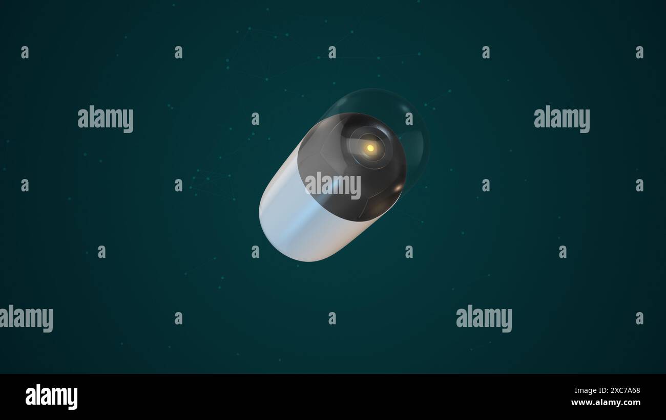 Pill Cam Capsule Endoscopy medical concept with plexus Stock Photo - Alamy