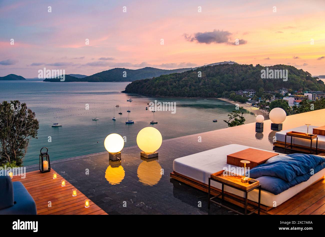Rooftop bar view in Ao Yon Yai beach in Phuket, Thailand Stock Photo ...
