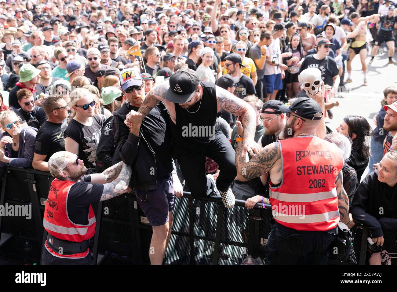 Adenau, Germany, 7 June 2024: Ben Thatcher, drummer of Royal Blood, in ...