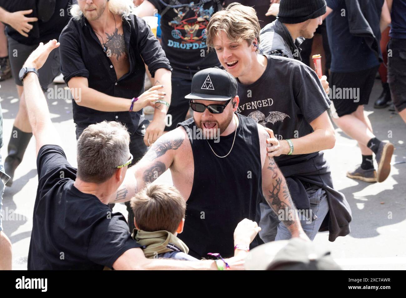 Adenau, Germany, 7 June 2024: Ben Thatcher, drummer of Royal Blood, in ...