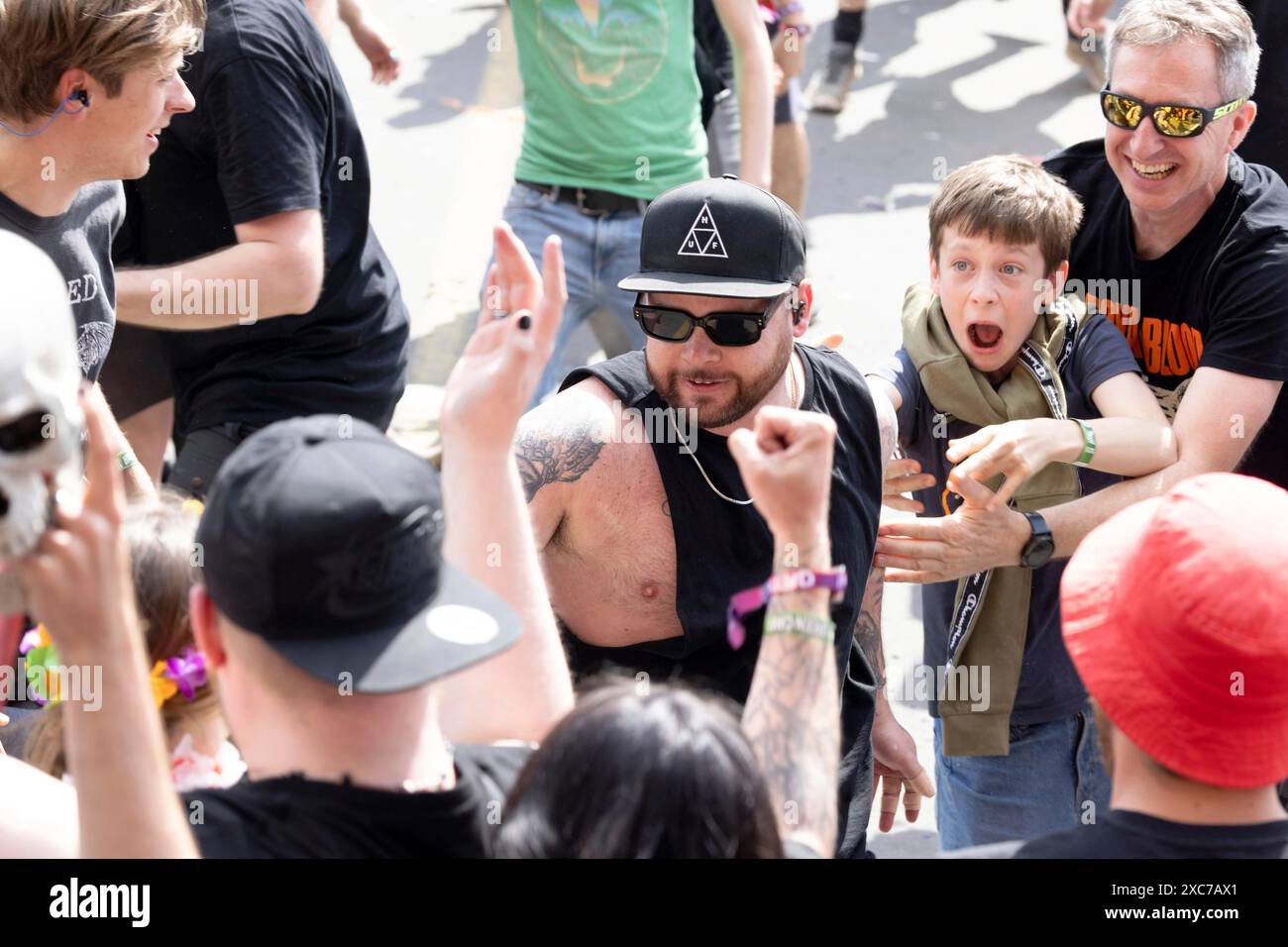 Adenau, Germany, 7 June 2024: Ben Thatcher, drummer of Royal Blood, in ...