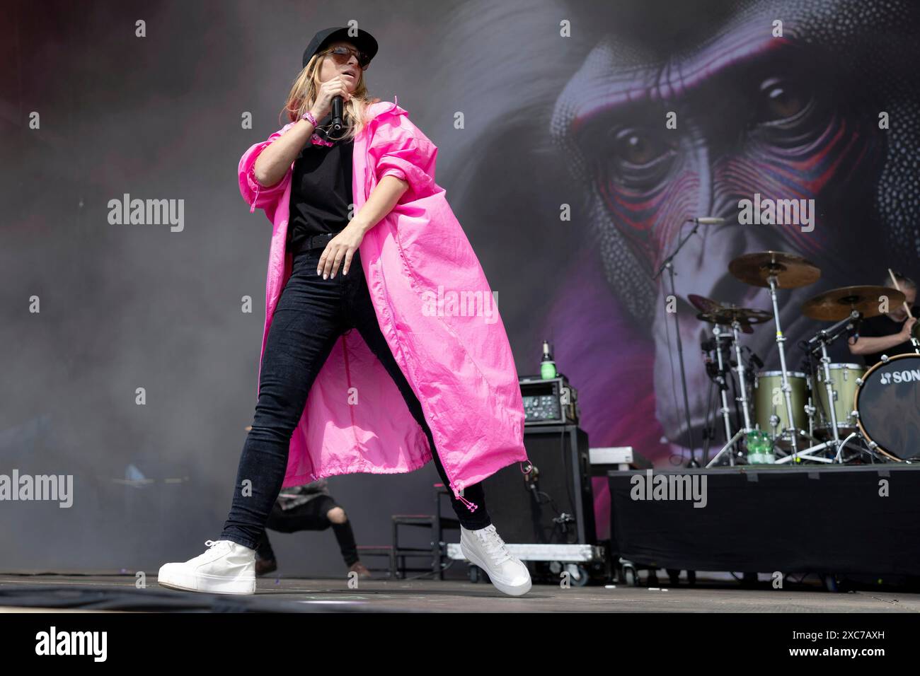Adenau, Germany, 7 June 2024: Guano Apes with singer Sandra Nasic play ...