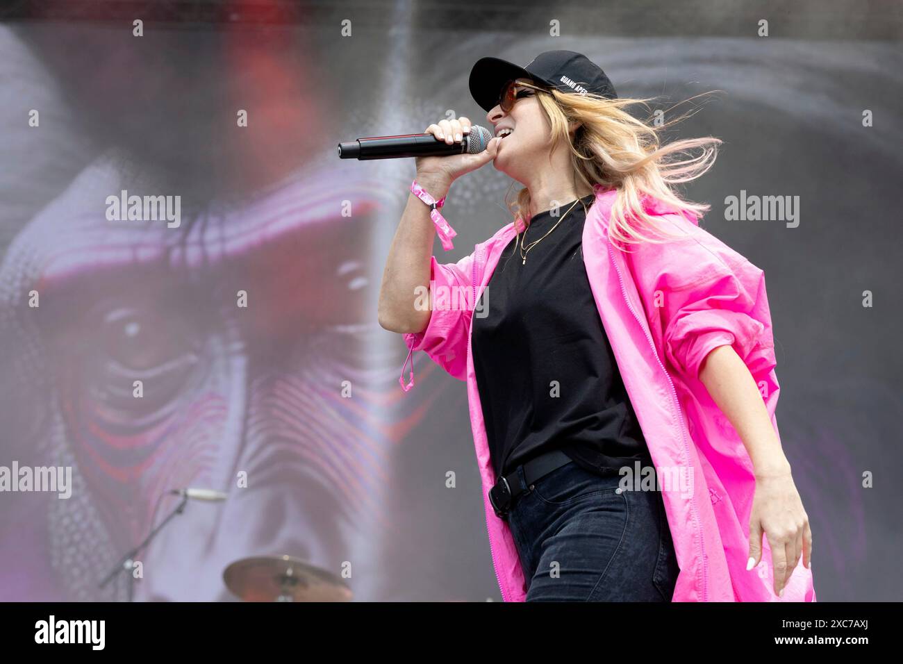 Adenau, Germany, 7 June 2024: Guano Apes with singer Sandra Nasic play ...