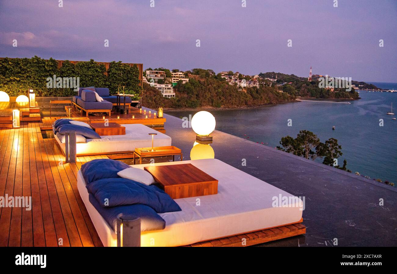 Rooftop bar view in Ao Yon Yai beach in Phuket, Thailand Stock Photo ...