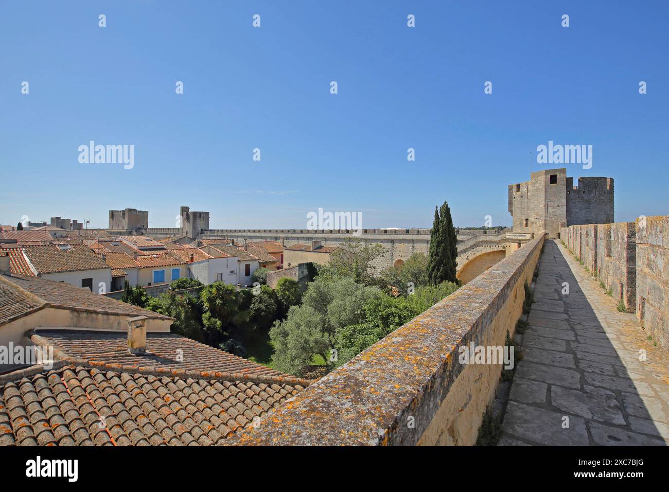 The ramparts of the historic town fortifications and town wall with ...