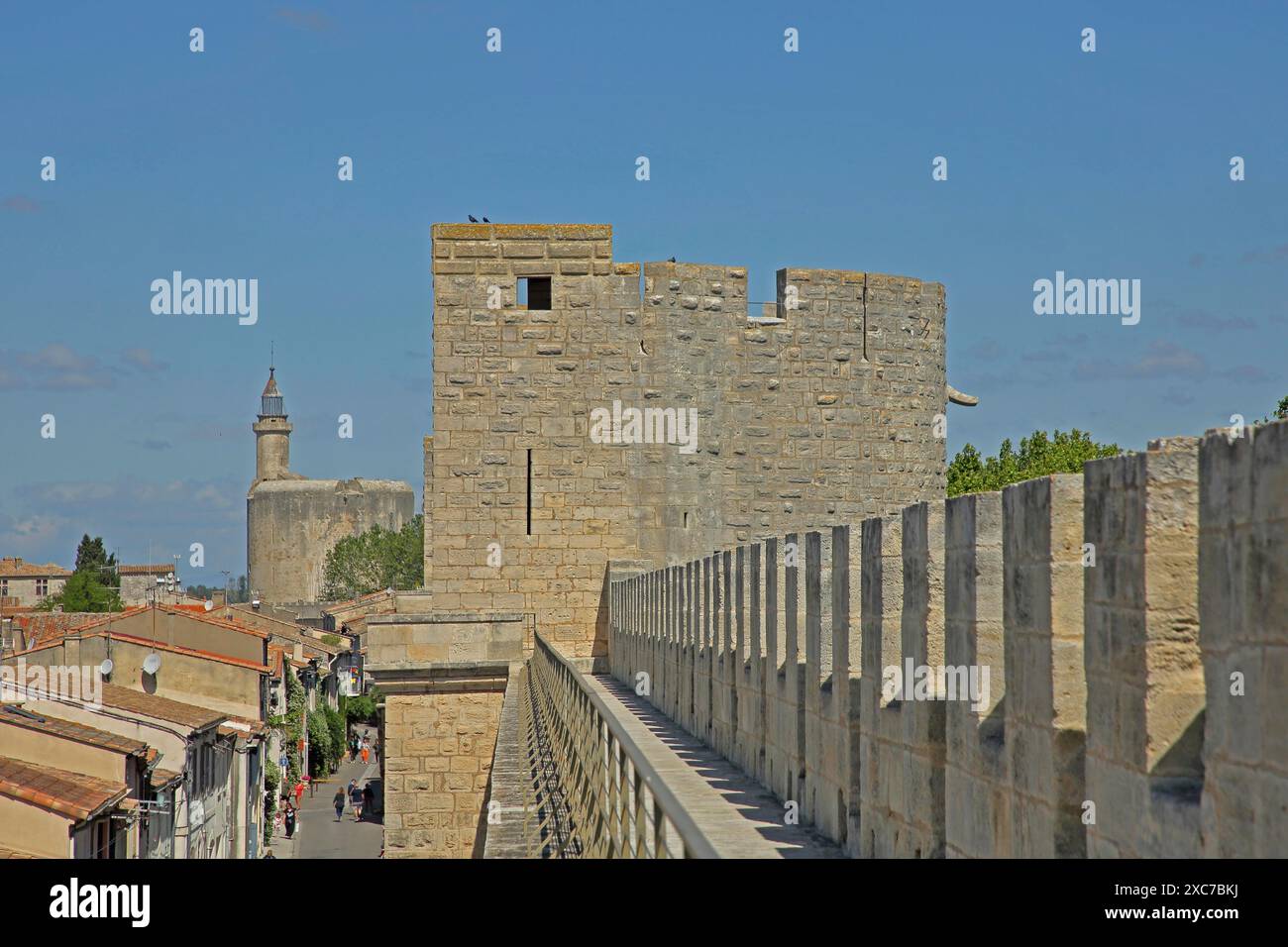 Historic town fortifications with battlements and battlements, town ...