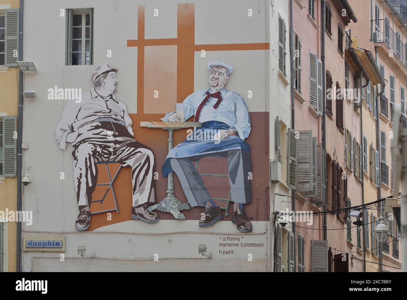 Mural by Marianne Colombani with homage to Jules Muraire alias Raimu ...